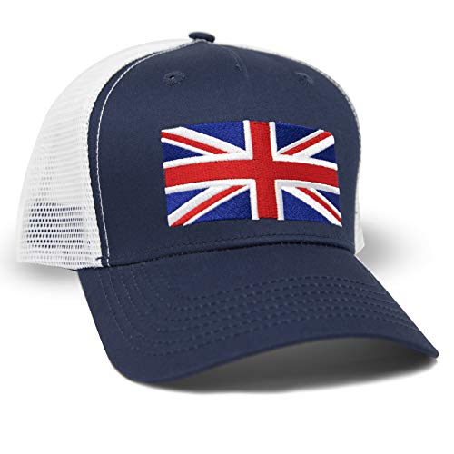 England Britain Flag Trucker Baseball Snapback Hat (Navy White ...